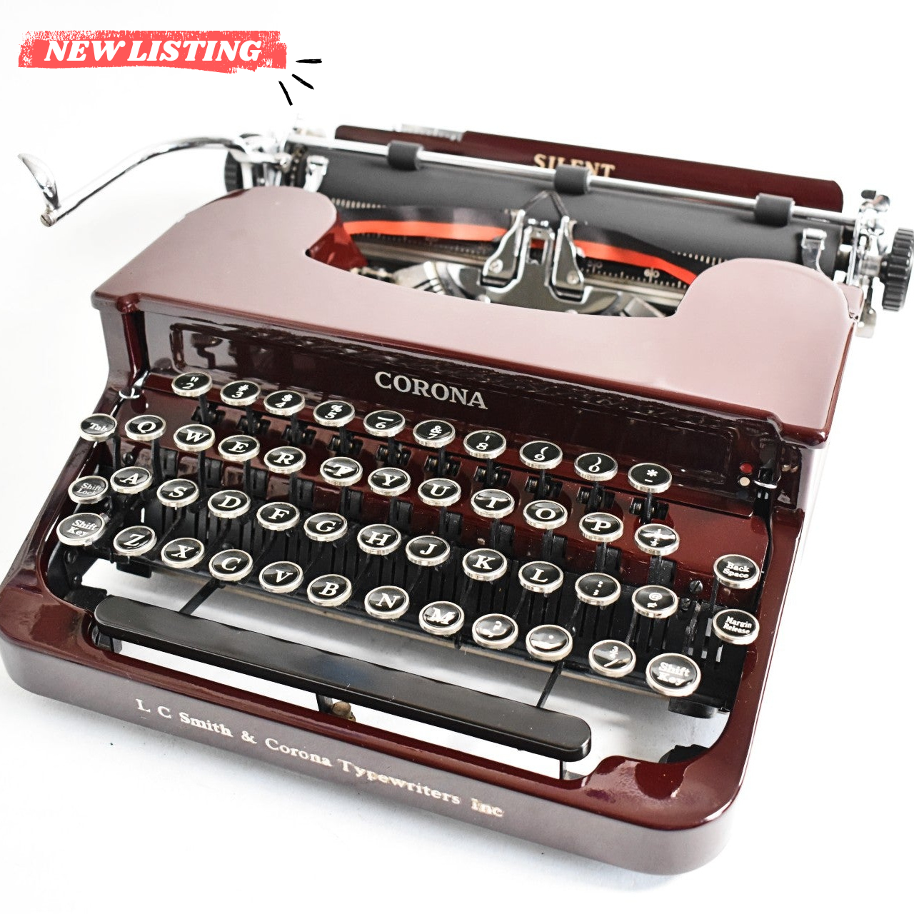 1936 Smith Corona Silent Maroon – Amsterdam Typewriter