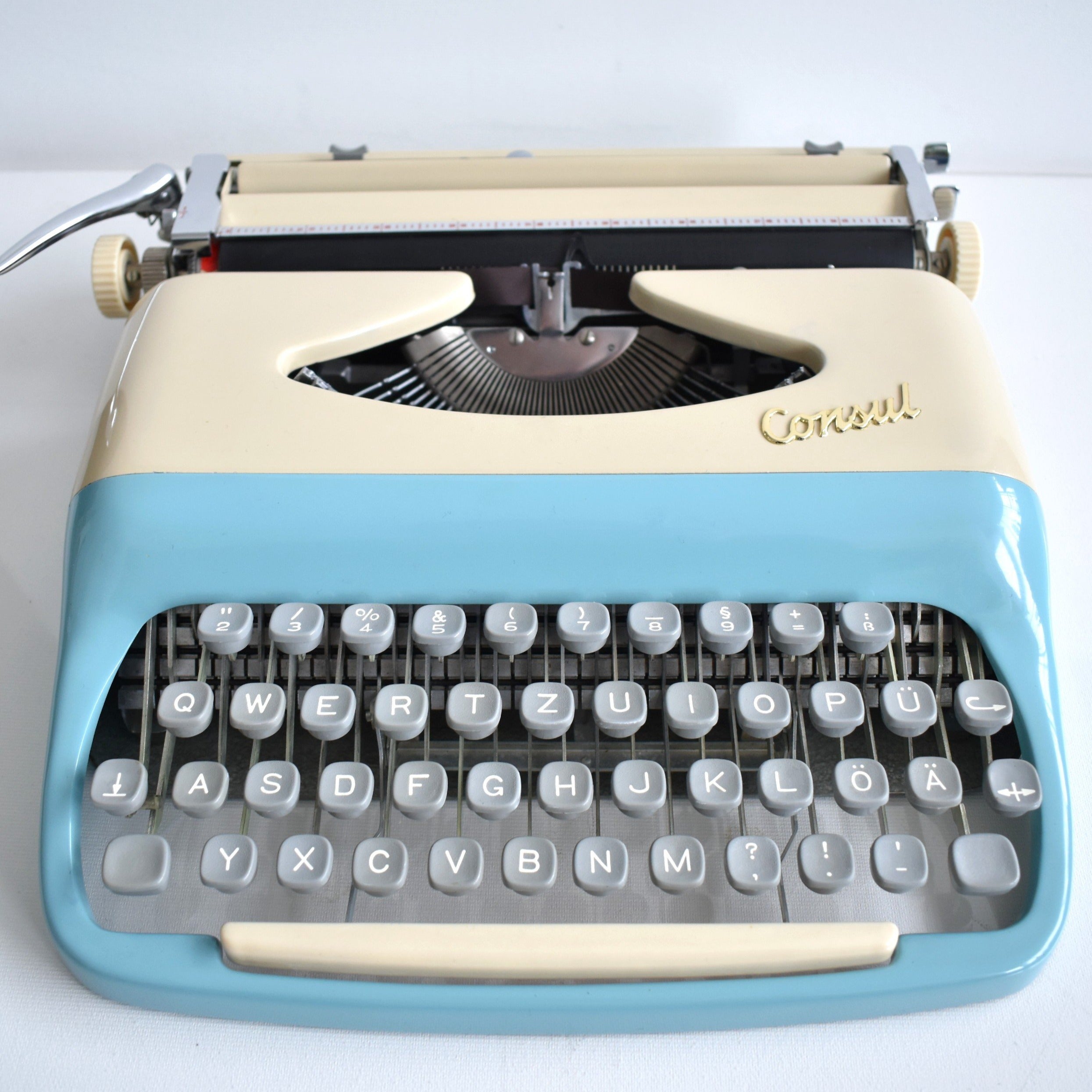 1962 Portable Consul Blue/Cream Typewriter – Amsterdam Typewriter